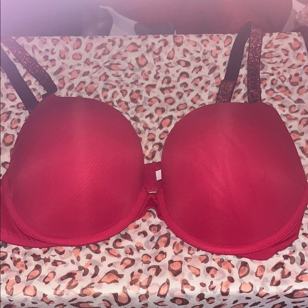Victoria's Secret Red Bra With Glitter Straps - Gem